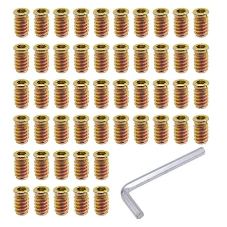 50pcs 1/4"-20 X 20mm Furniture Screw in Nut Threaded Inserts Wood ...