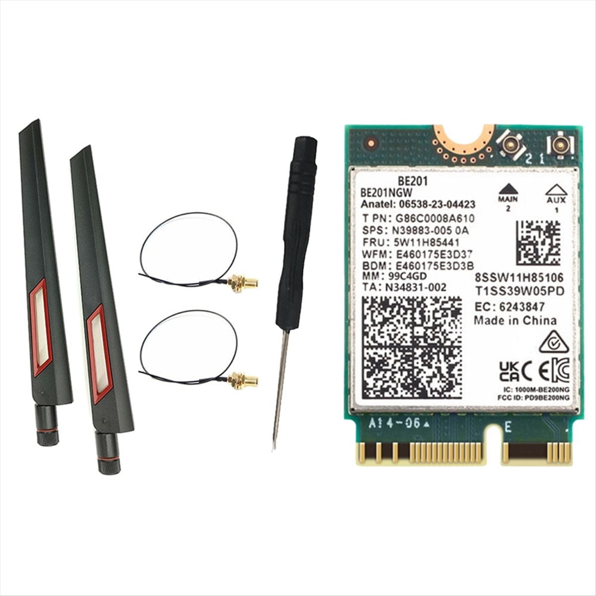 Tarjeta Inalámbrica BE201 WIFI7 de 8774 Mbps, Tribanda, BT5.4, WiFI7, M ...