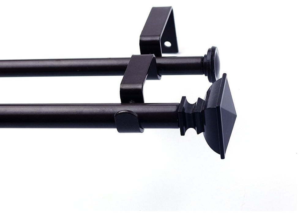 Urbanest Square Urn Double Curtain Rod Set, 5/8", 28-48", Bronze ...