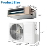 Ktaxon 9500 BTU Smart WIFI Ducted Mini Split AC/Heating System with ...