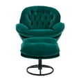 Dark Green Velvet Lounge Chair and Ottoman - 360 Degree Swivel, Comfy ...