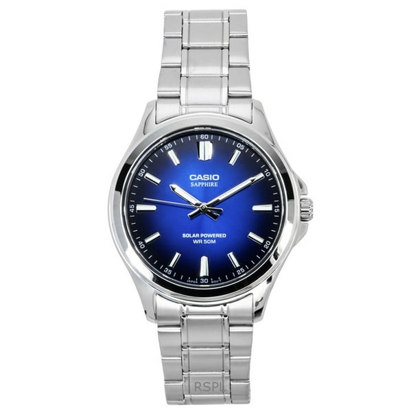 Casio Standard Analog Stainless Steel Blue Dial Solar MTS-RS100D-2AV ...