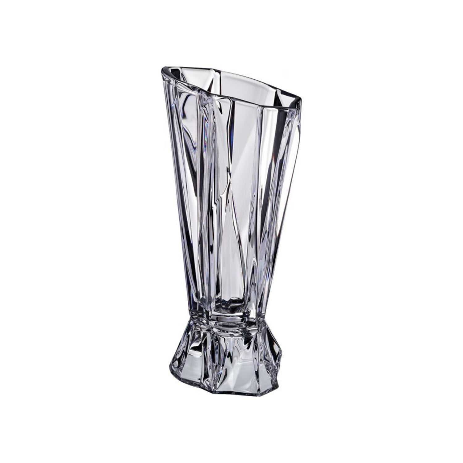 Angles Collection Modern Crystal Hand-Crafted Decorative Footed Flower ...
