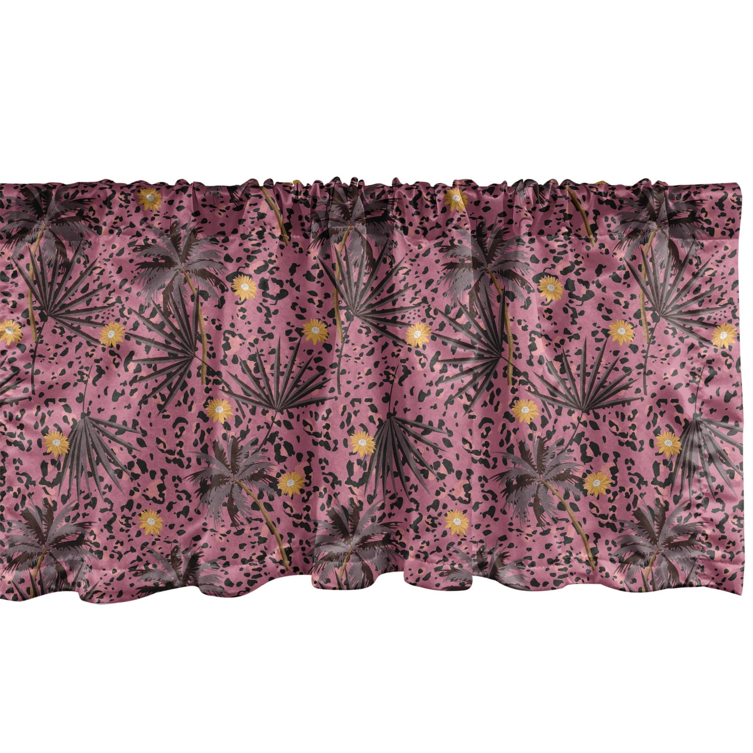Palm Trees Window Valance Pack of 2, Repetitive Botanical Flowers ...