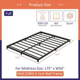Maenizi 4 Inch Bed Frame Full Low Profile, Full Size Metal Bed Frame No ...
