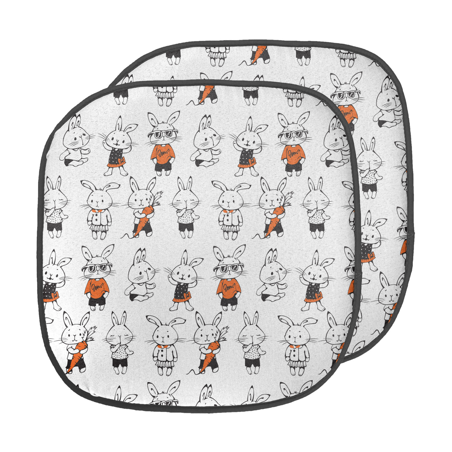 Funny Chair Seating Cushion Set of 2, Retro Bunny Rabbits with Costumes ...
