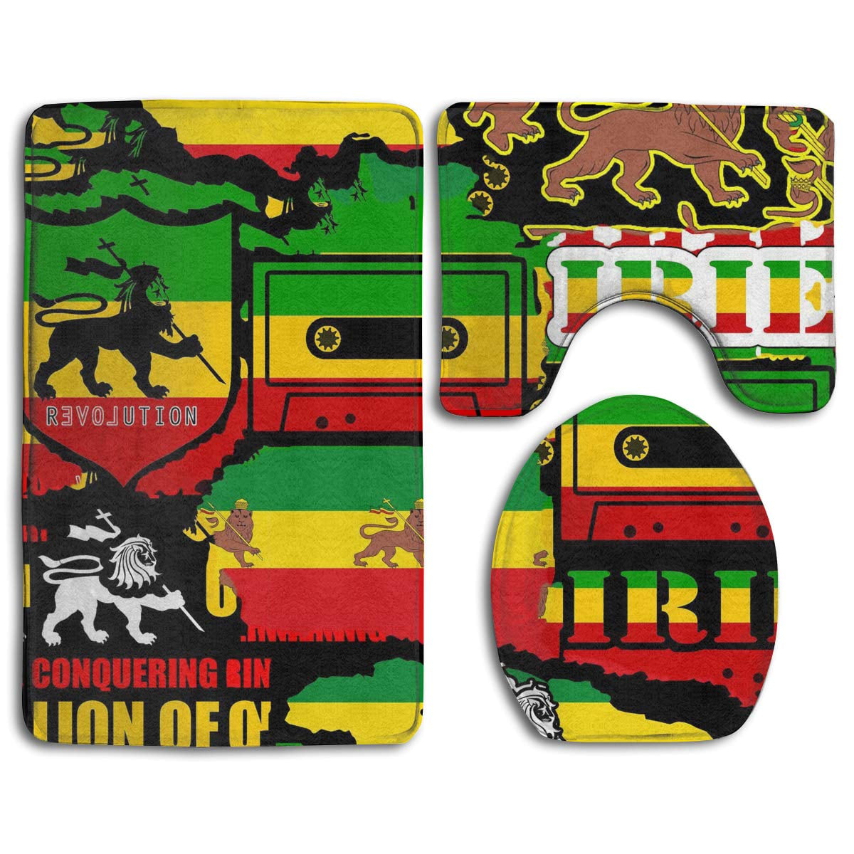 GOHAO Rastafarian Reggae Rasta Style Camo Camouflage 3 Piece Bathroom ...