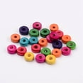 Lead Free Flat Round Natural Wood Beads Dyed 8x3mm hole: about 2mm DIY ...