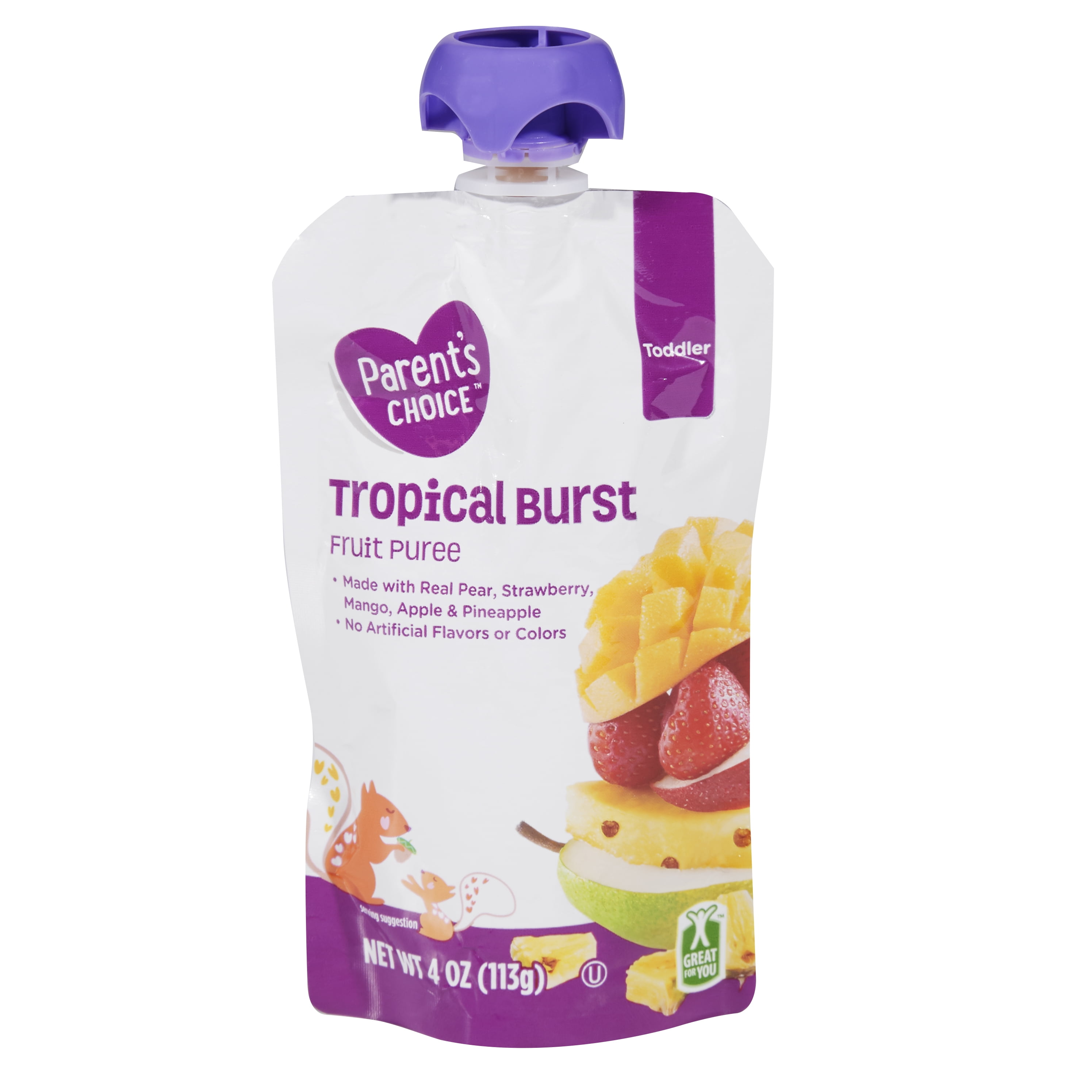 Parent's Choice Tropical Burst Fruit Puree, Toddler, 4 oz - Walmart.com ...