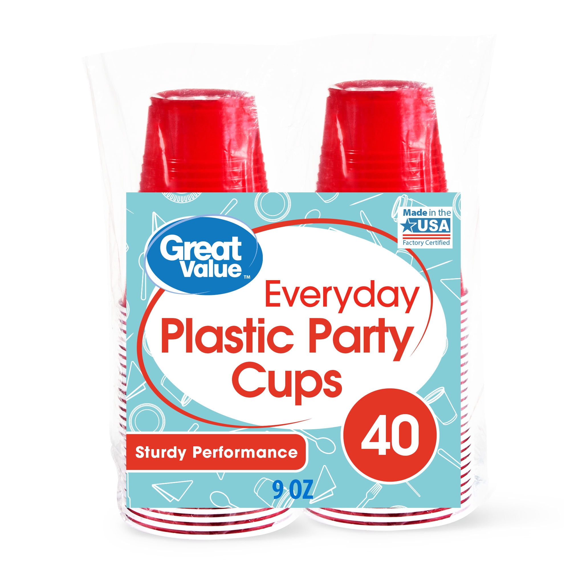 Great Value Plastic Party Cups, 9 oz, 40 Count – Walmart Inventory ...