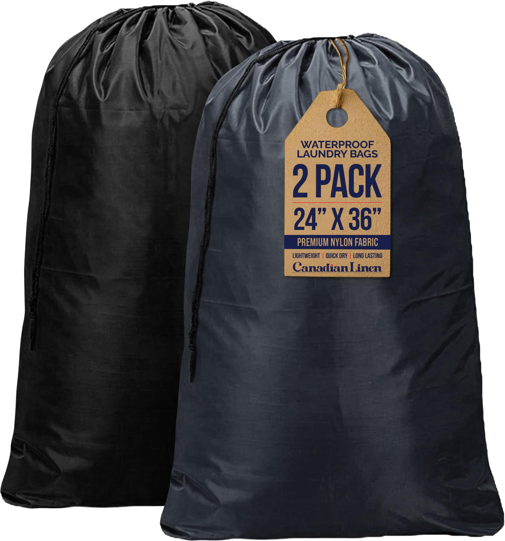 Canadian Linen Large Laundry Bags 24”x36” 2 Pack, Drawstring Clothes ...