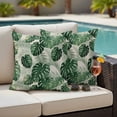 Botanical Jungle Leaves on Linen Waterproof Throw Pillow Covers Set of ...