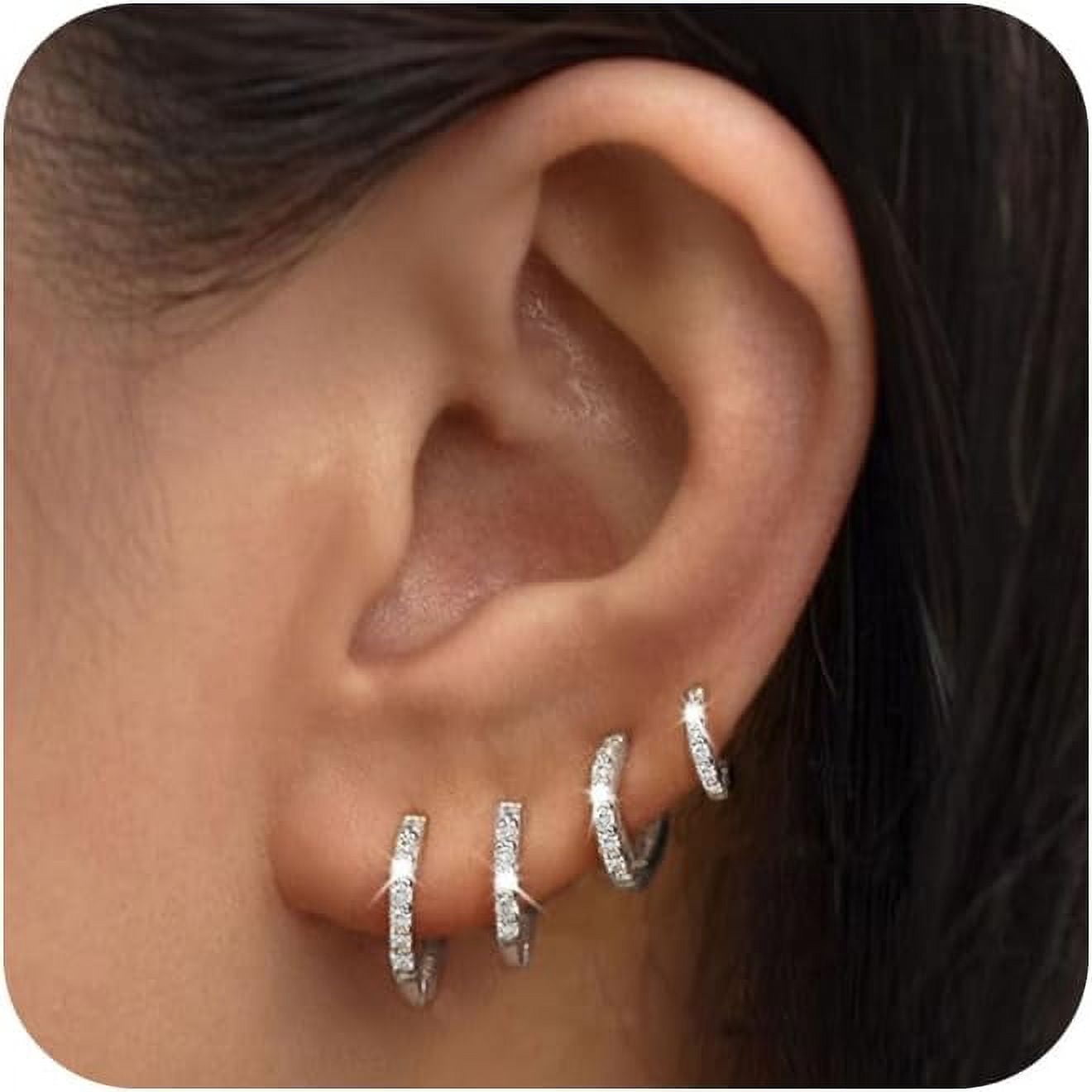Click here for Fuzhong-4pairs Small Silver Hoop Earrings Set For... prices