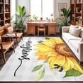 Area Rug 4x6ft, Watercolor Sunflowers Bees Washable Rugs for Living ...