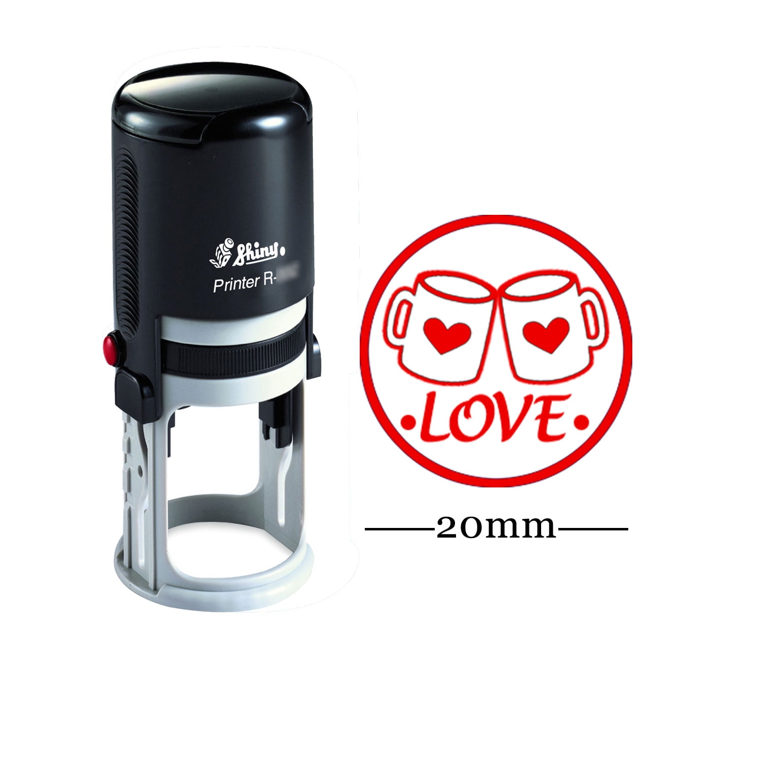 LOVE Round Round Self Inking Love Gift Stamps 20mm Mini Shiny Mounted ...