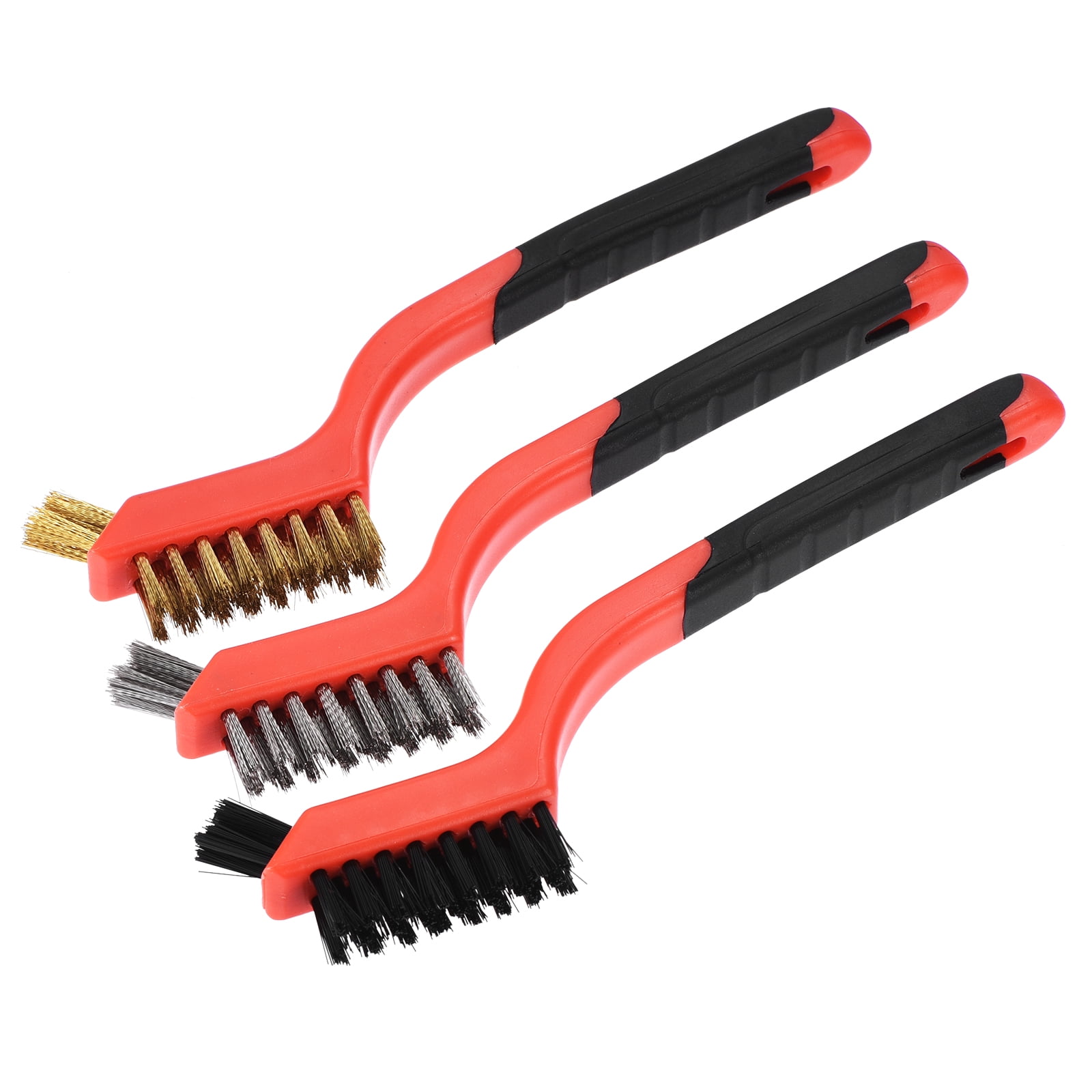 Uxcell Wire Brush Set Nylon/Stainless Steel/Brass Brushes Red Black ...