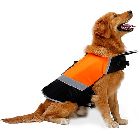 Waterproof Dog Life Jackets with Extra Padding for Dogs (XL, Orange ...