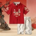 YDFCWXW Boys Traditional Chinese Tang Suit Dragon Embroidery Outfit ...