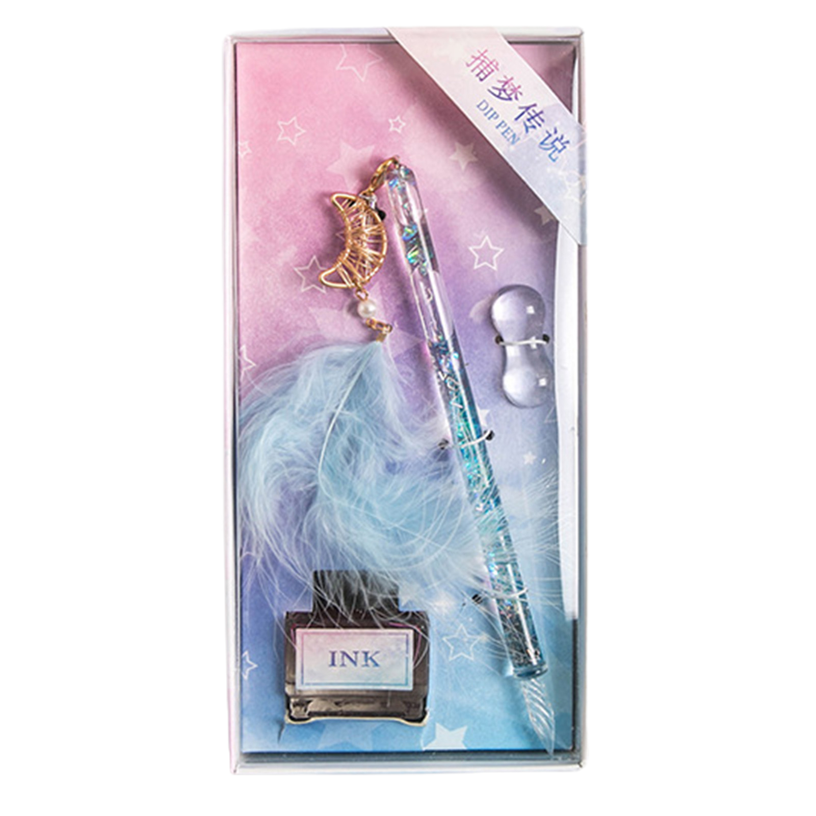 Hesroicy Dream Catcher Pen End Handmade Glass Crystal Dip Pen Set ...
