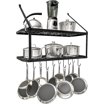 Sorbus Hanging Mounted Cookware Kitchen Wall Pot Pan Rack with 10 Hooks ...