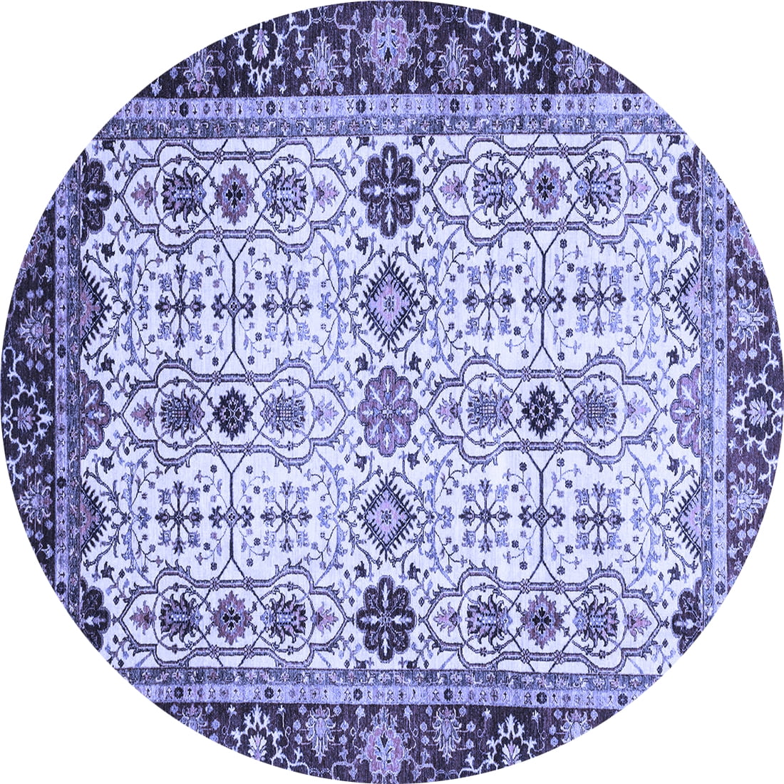 Ahgly Company Machine Washable Indoor Round Abstract Blue Modern Area ...
