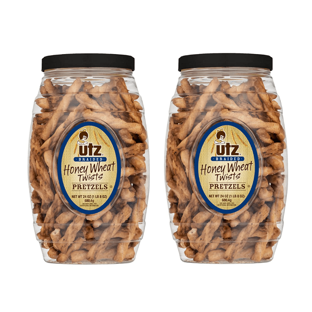 Utz Quality Foods Pretzel Barrels (Honey Wheat Braided Twists 24 oz., 2 ...