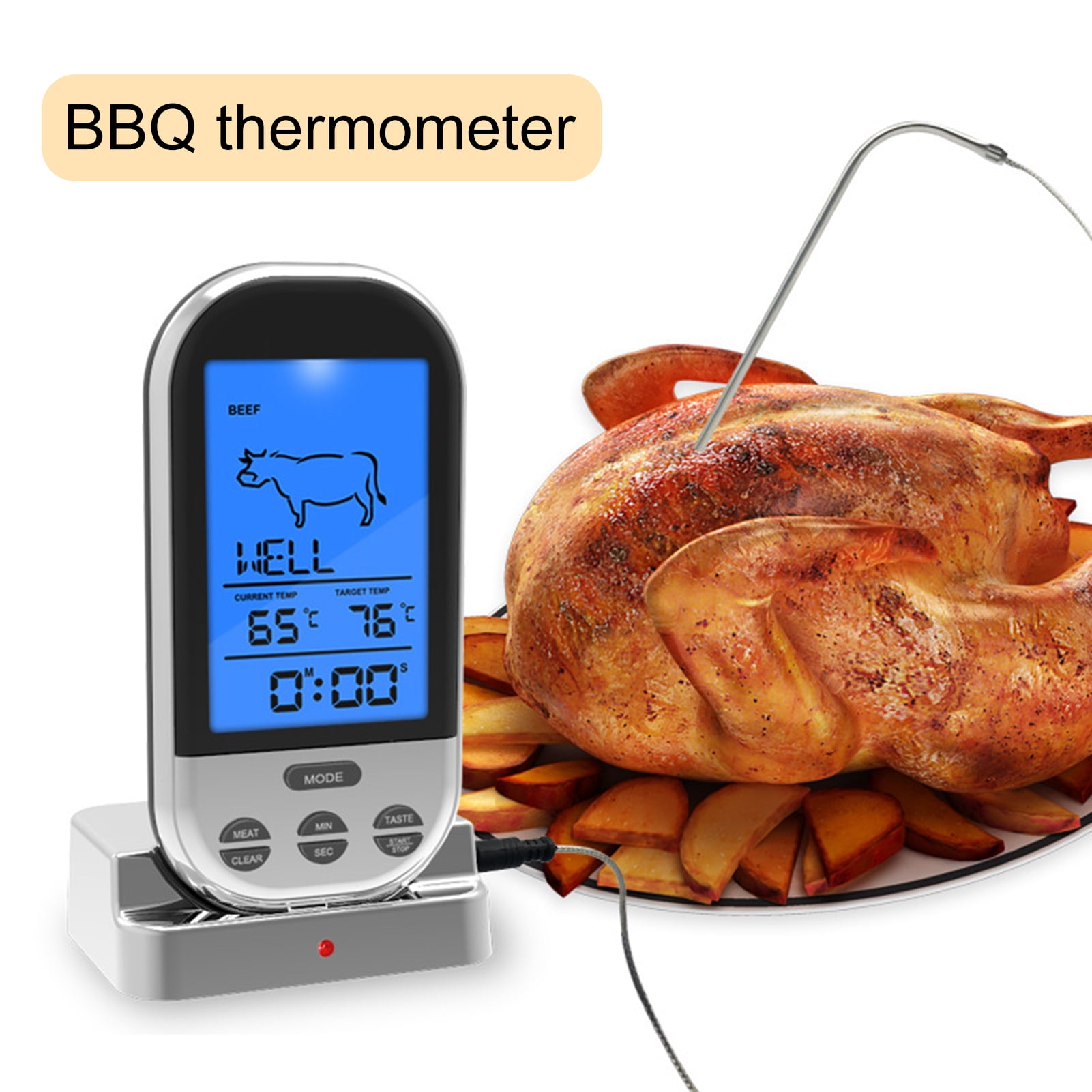 Hesroicy Wireless Food Thermometer with Alarm Function, High Precision ...