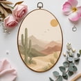 Canvas Wall Art Retro Cactus Plant Desert Landscape Birds Sun Disk ...