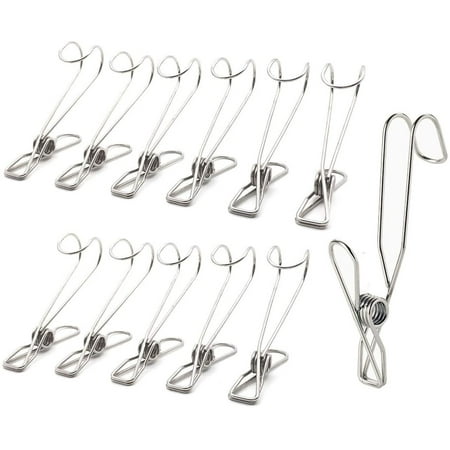 JOYWEI Stainless Steel Clothes Pegs, 12 Pegs Clothes Pegs, Stainless ...