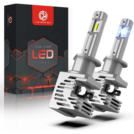 Fanless H1 LED Headlight Bulb, Wireless All-in-One Conversion Kit, 10000LM 6500K Xenon White ...