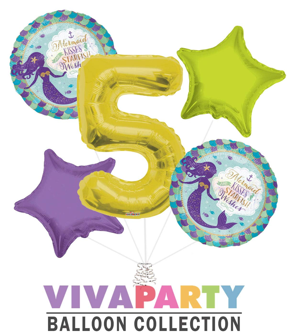 Mermaid Kisses and Starfish Wishes Round Balloon Bouquet 5 pc, 5th ...