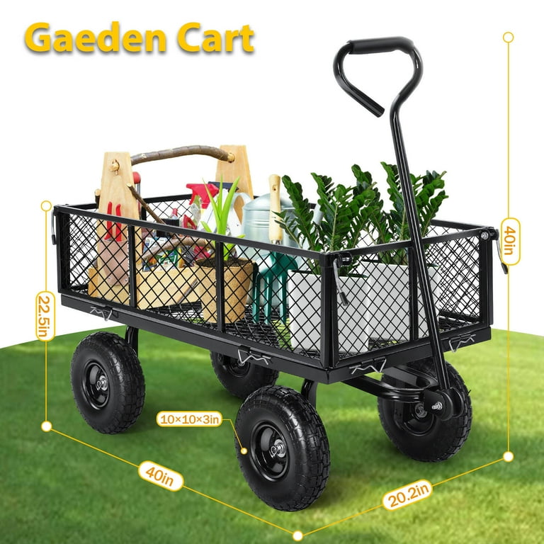 Metal Deck Wagon Garden Cart