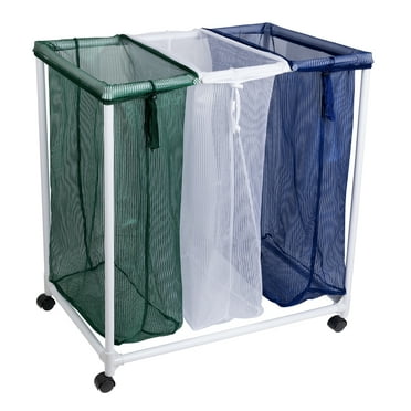 Smart Design Deluxe Mesh Pop Up 3 Compartment Laundry Sorter Hamper ...