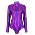 Clearance Yoodem Women Yoga Jumpsuits Shiny Metallic Pvc Leather Mock