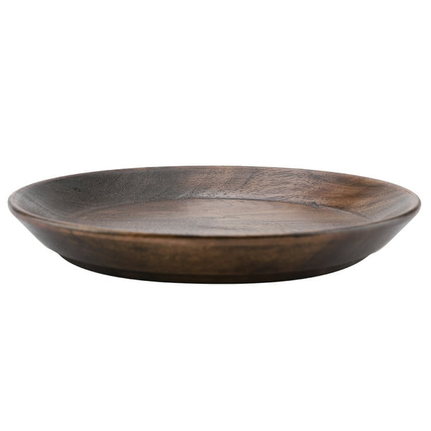 Wood Serving Tray, Fruit Tray Solid Dark Color Wood Fruit Tray Round ...