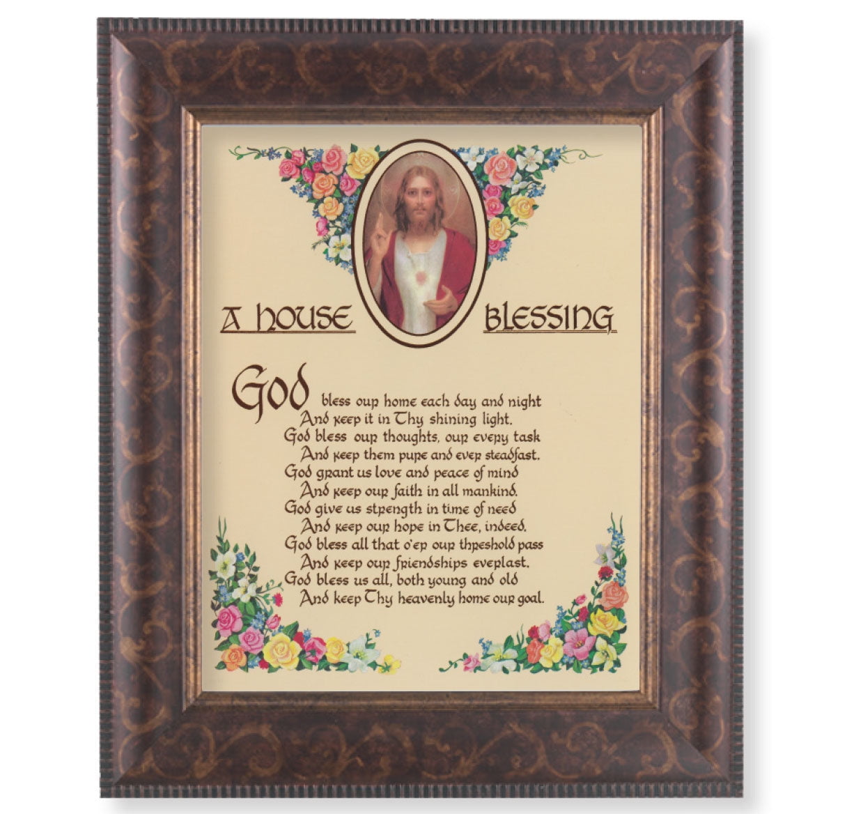 House Blessing Picture Framed Wall Art Decor Large, Antique Gold and ...