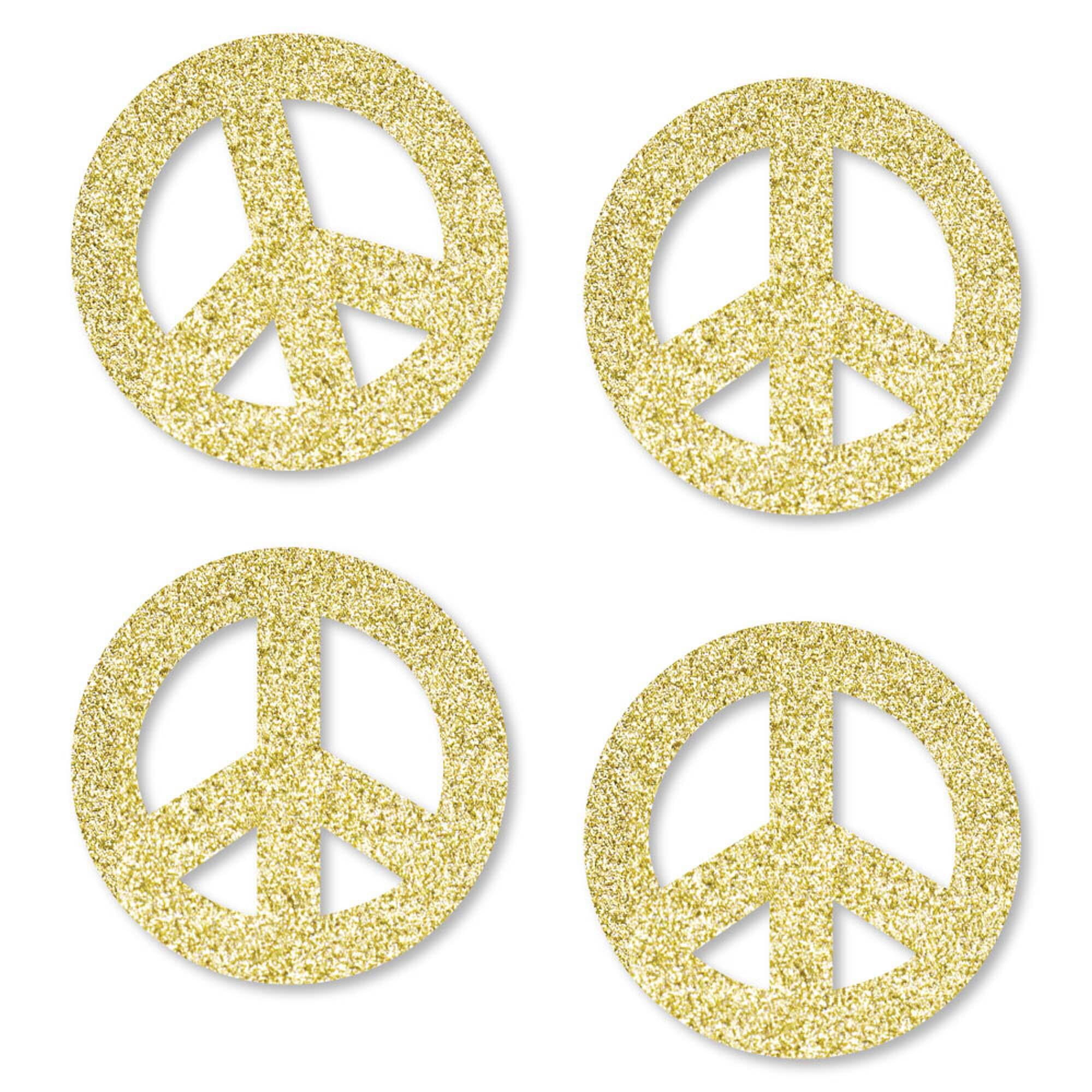 Big Dot of Happiness Gold Glitter Peace Sign - No-Mess Real Gold ...
