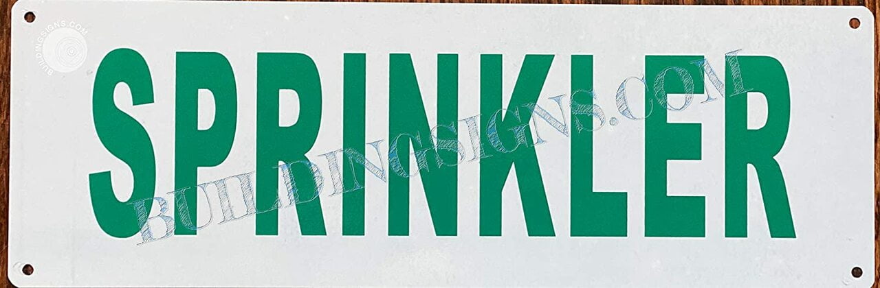 Sprinkler Sign (Aluminium, White Background,4X12 inch) (ref-2201 ...