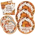 DAZLUTE Fall Paper Plates and Napkins Serves 50 Guests Thanksgiving ...