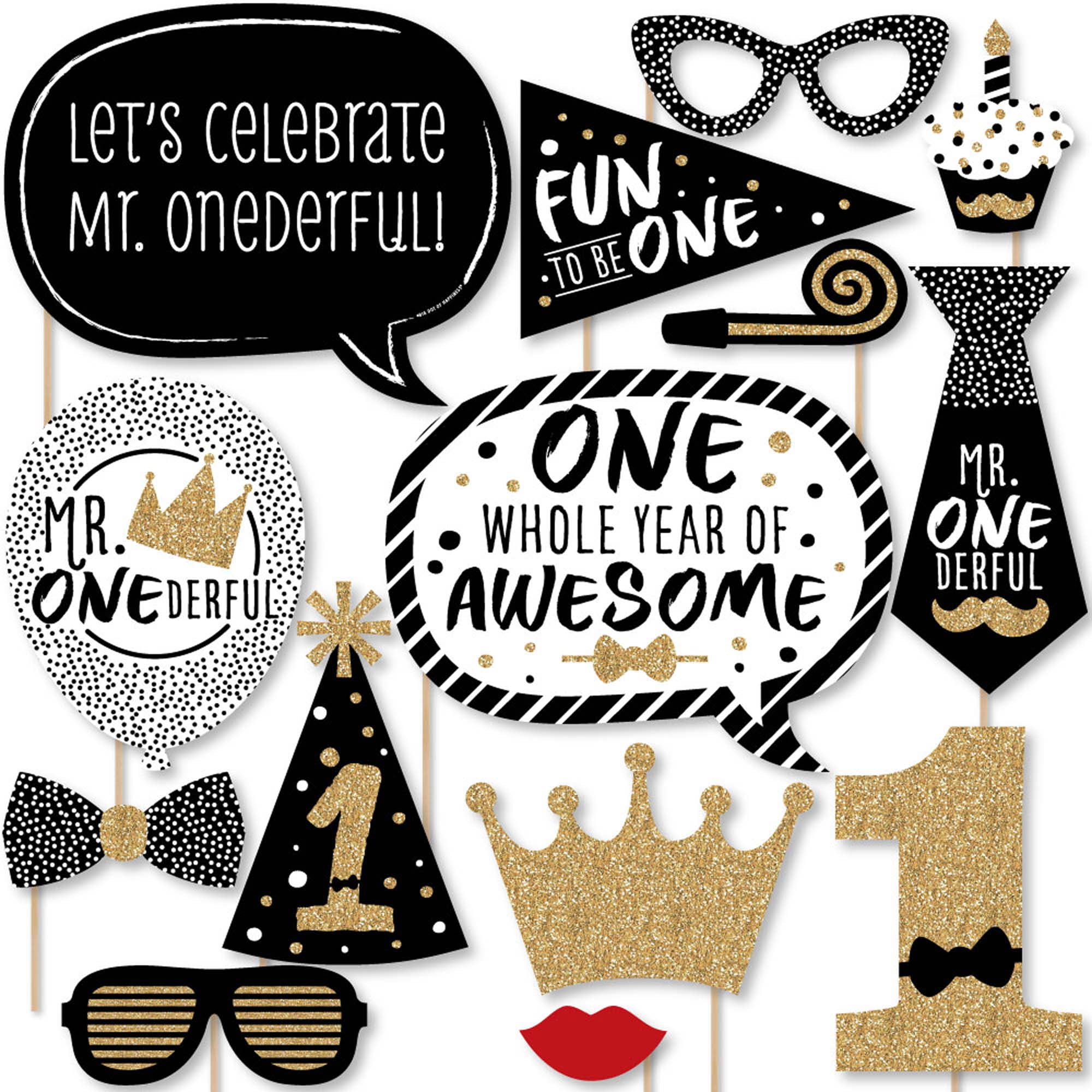 Big Dot of Happiness 1st Birthday Little Mr. Onederful - Boy First ...