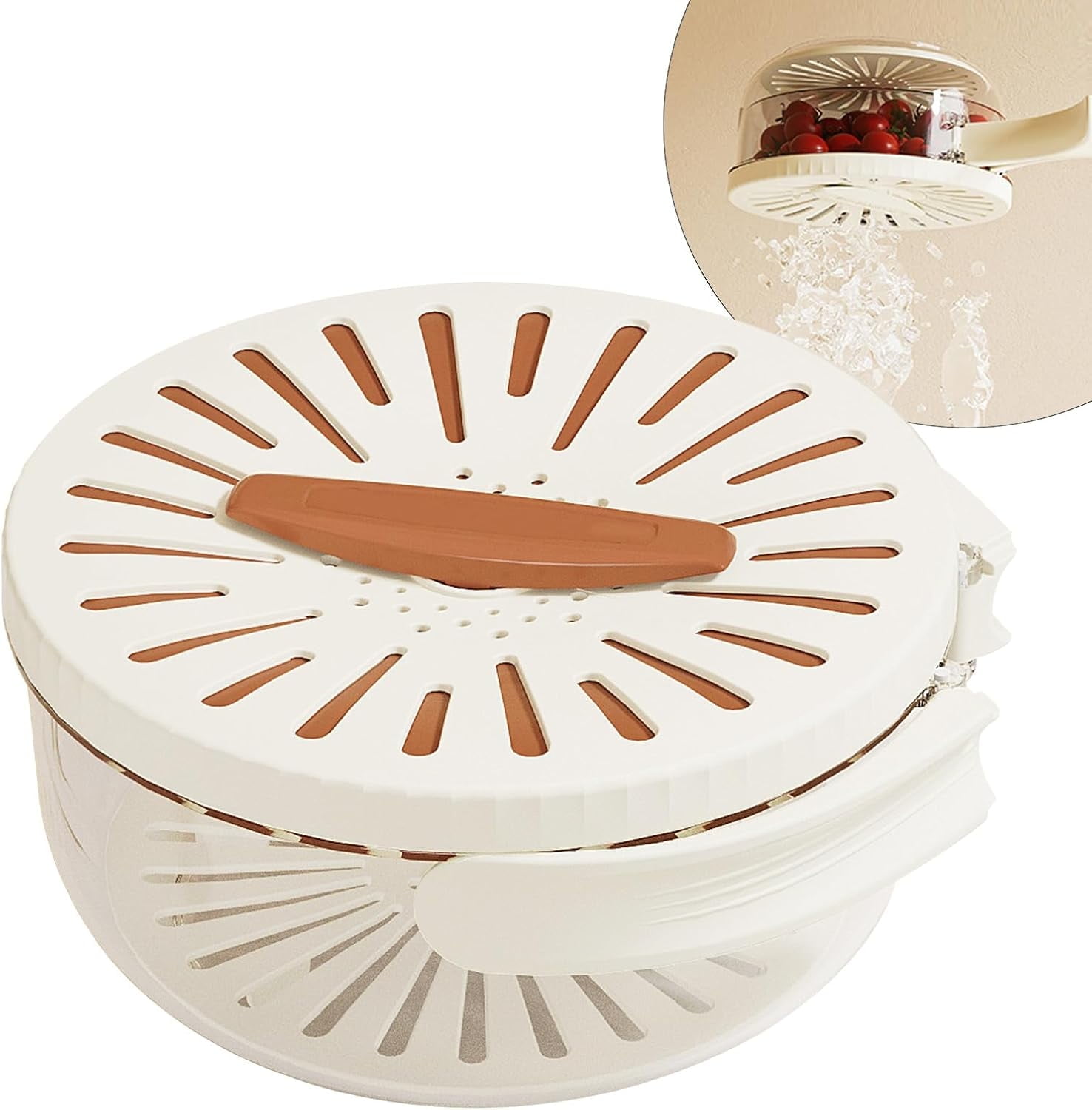 Colador para cocina, recipiente para lavar frutas con tapa de drenaje y ...