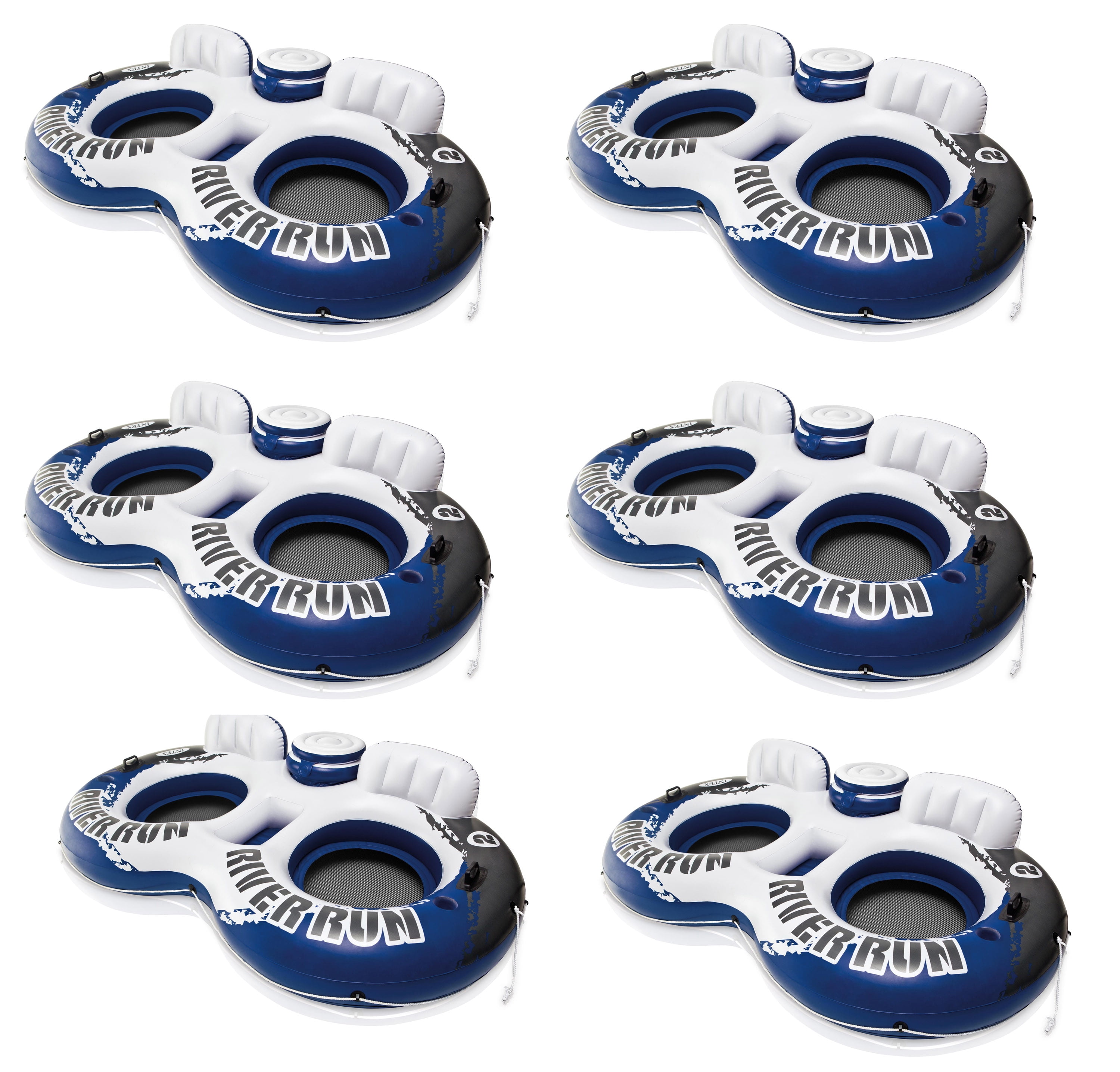 Intex River Run II 2-Person Water Tube w/ Cooler and Connectors (6 Pack ...