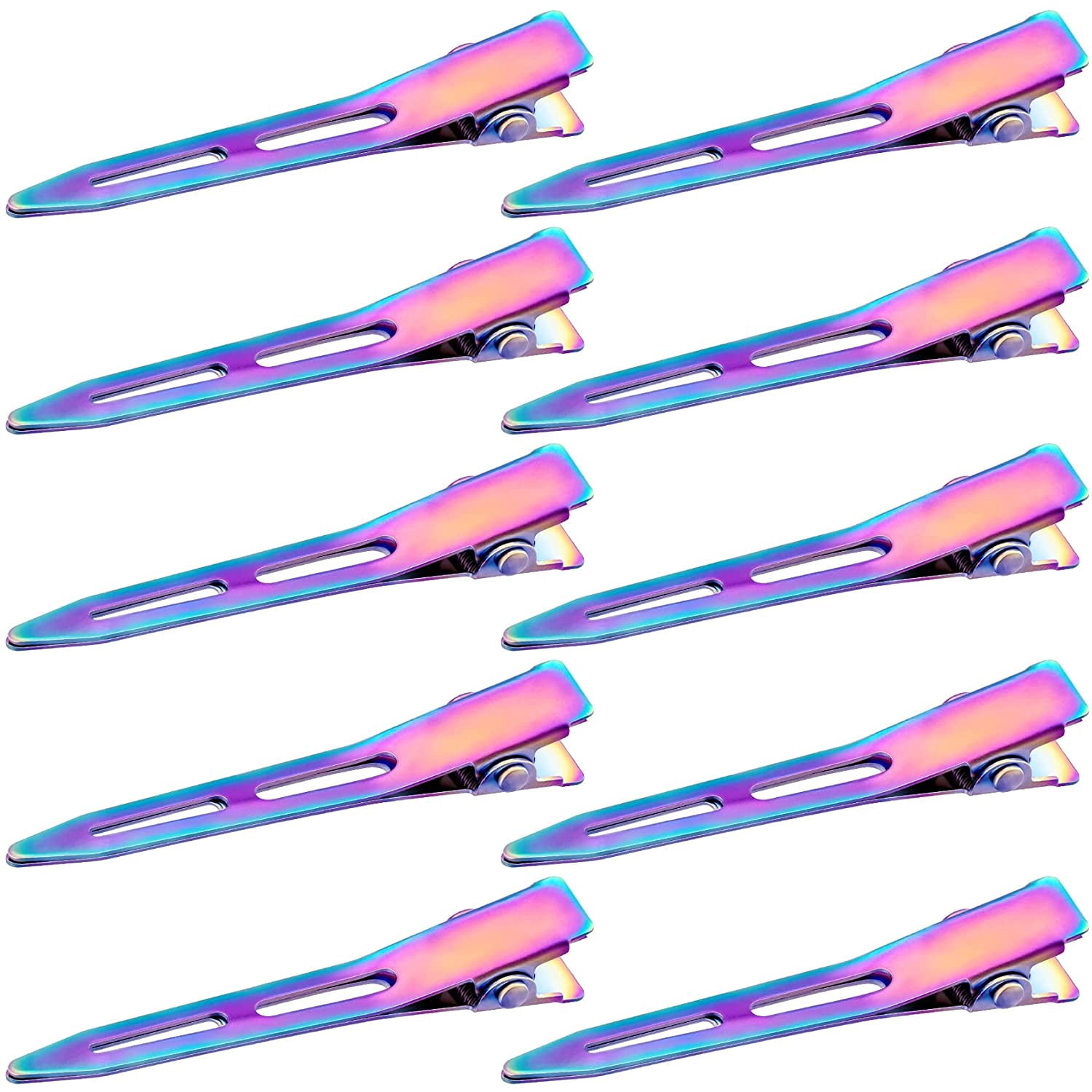 10 Pack 2.2 Inches Rainbow Alligator Hair Clips, Metal Duck Bill Hair ...