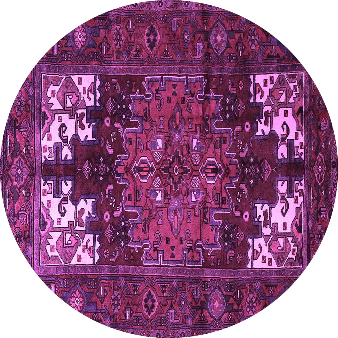 Ahgly Company Indoor Round Persian Purple Traditional Area Rugs, 5 ...