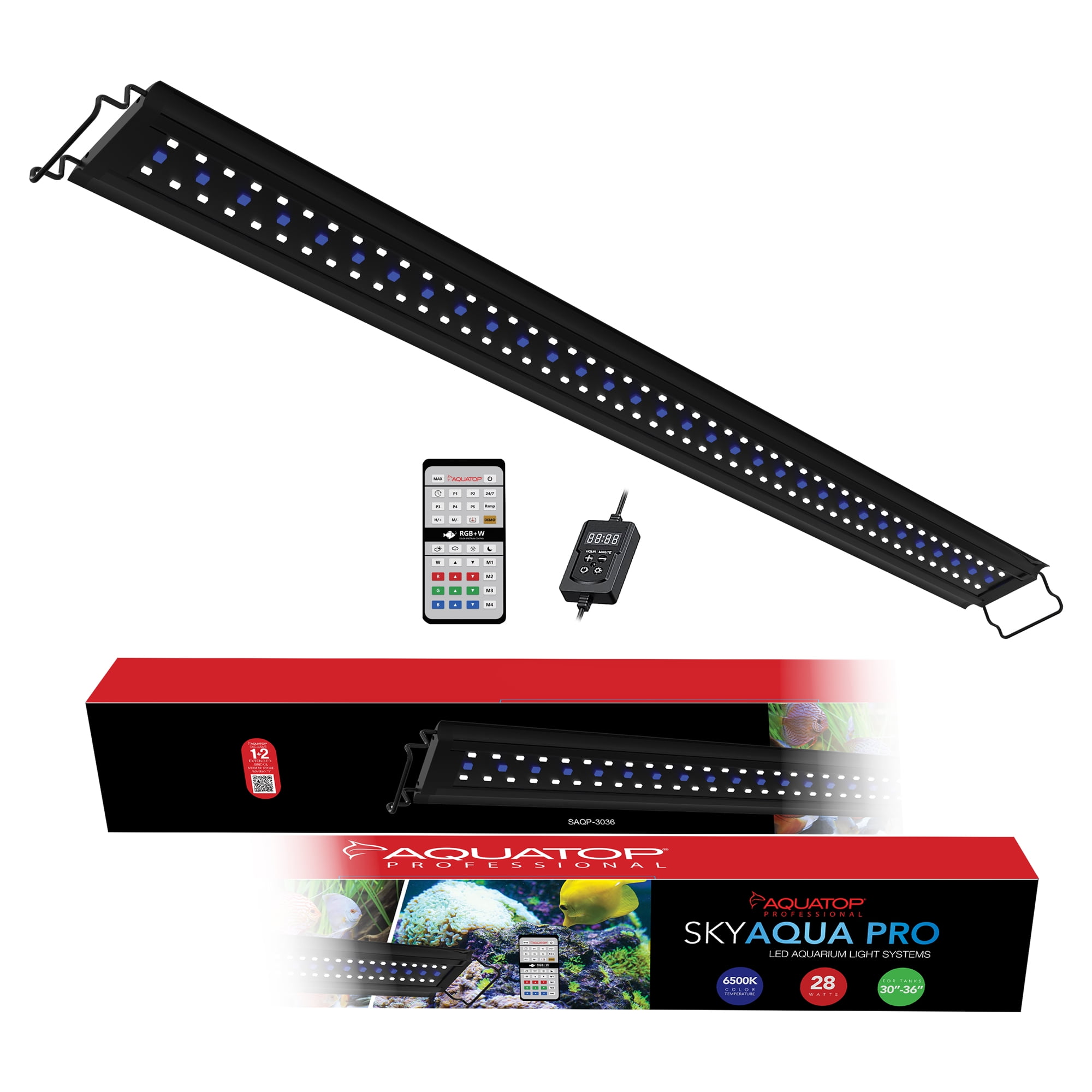 Aquatop LED Aquarium Light, 6,500K Spectrum, Fits 30-36 inch tank ...