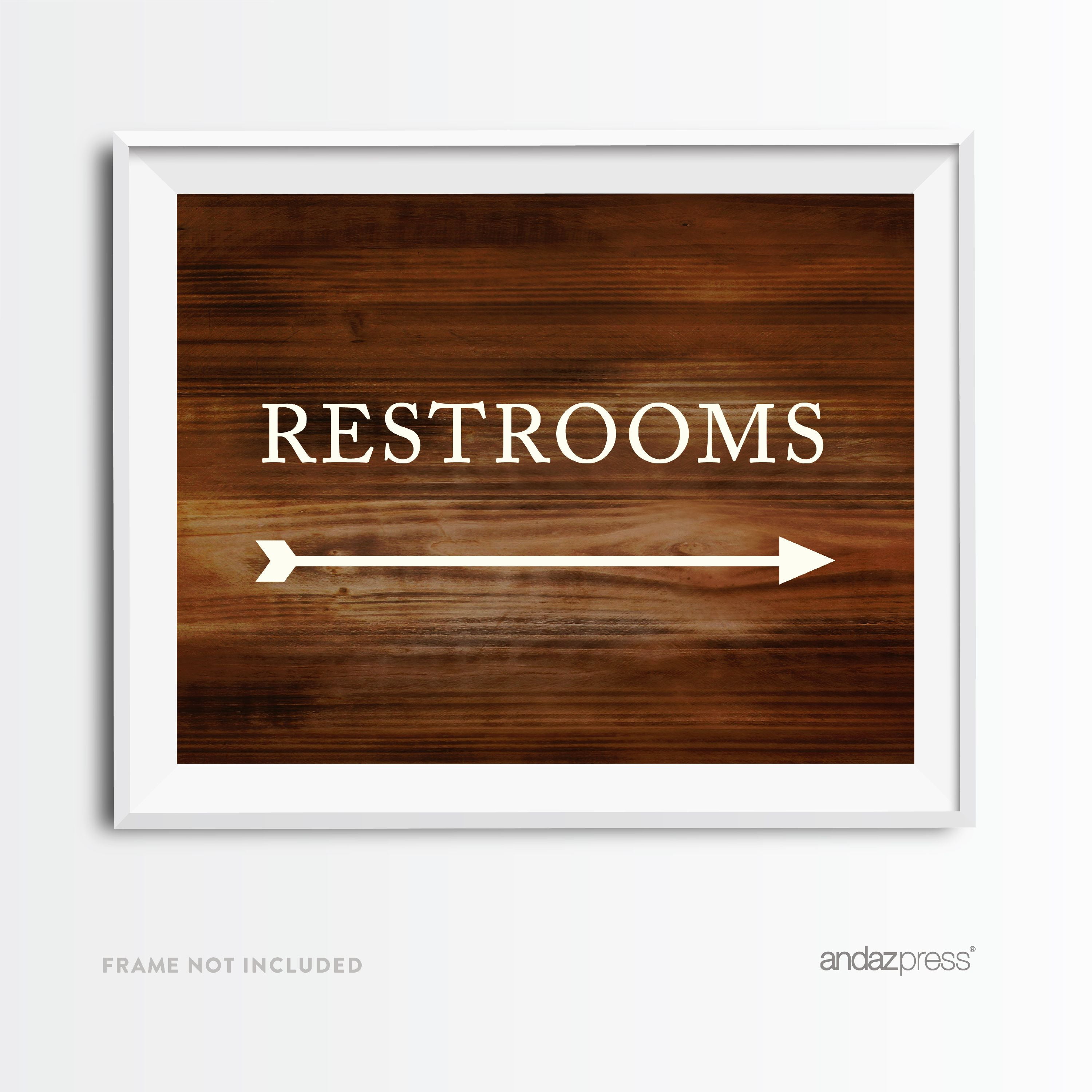 Restrooms Rustic Wood Wedding Party Directional Signs, Double-Sided ...
