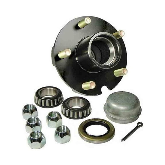 Trailer Hub Kit - 5 Bolt, 4-1/2 Inch Circle, 1-1/16 inch Bearings with ...
