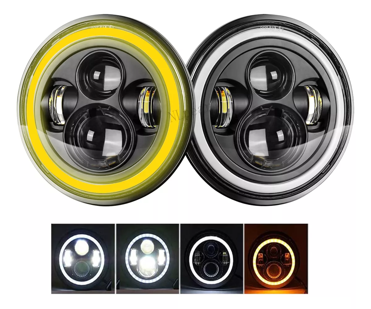 Par 7'' Faros Led Redondos Ojos Angel Wrangler Jeep Jk Vocho | Bodega ...