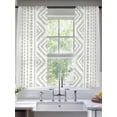 Abstract Boho Geometric Art Chiffon Sheer Curtains 63 Inches Long White ...