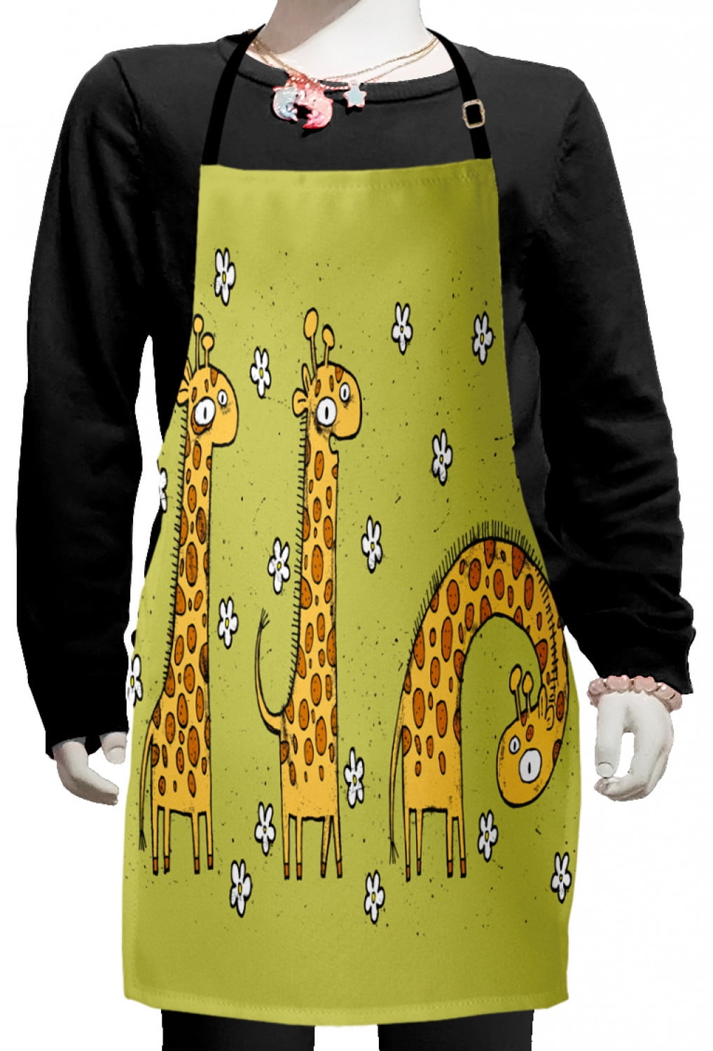 Animal Kids Apron, Hand Drawn Illustration of Giraffes on Background ...